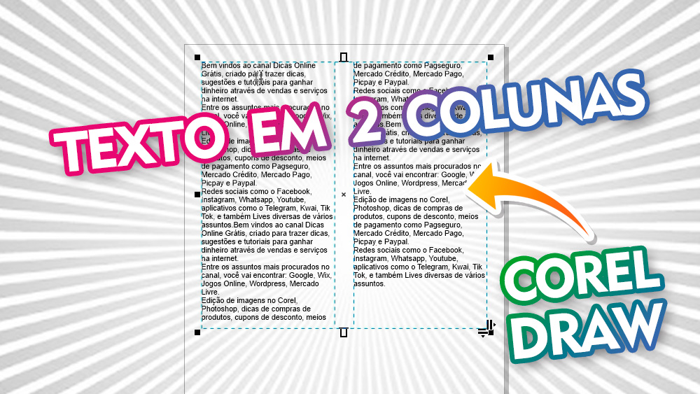Como colocar texto em duas colunas no Corel